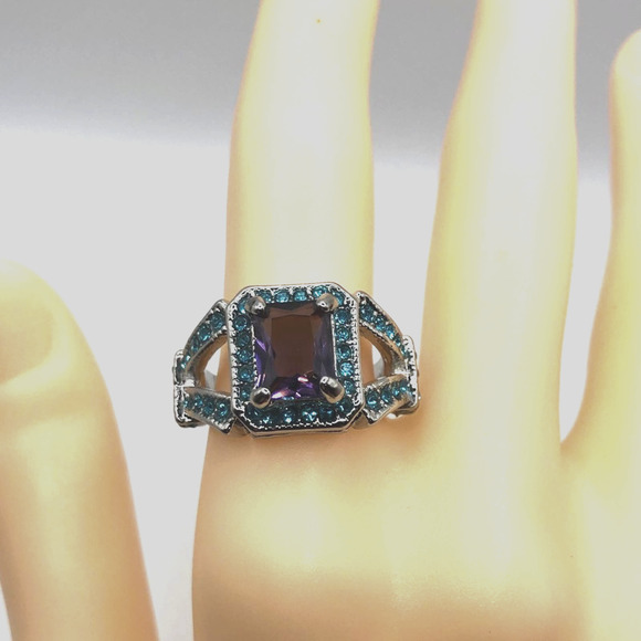 Jewelry | Princess Cut Purple And Blue Gemstone Ring | Poshmark
